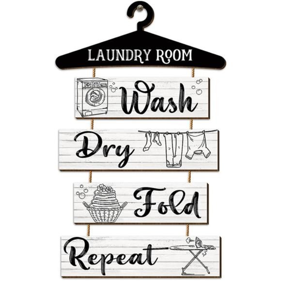 Wall Decor | 5 Pieces Laundry Room Wall Sign Rustic Laundry Room Rules ...